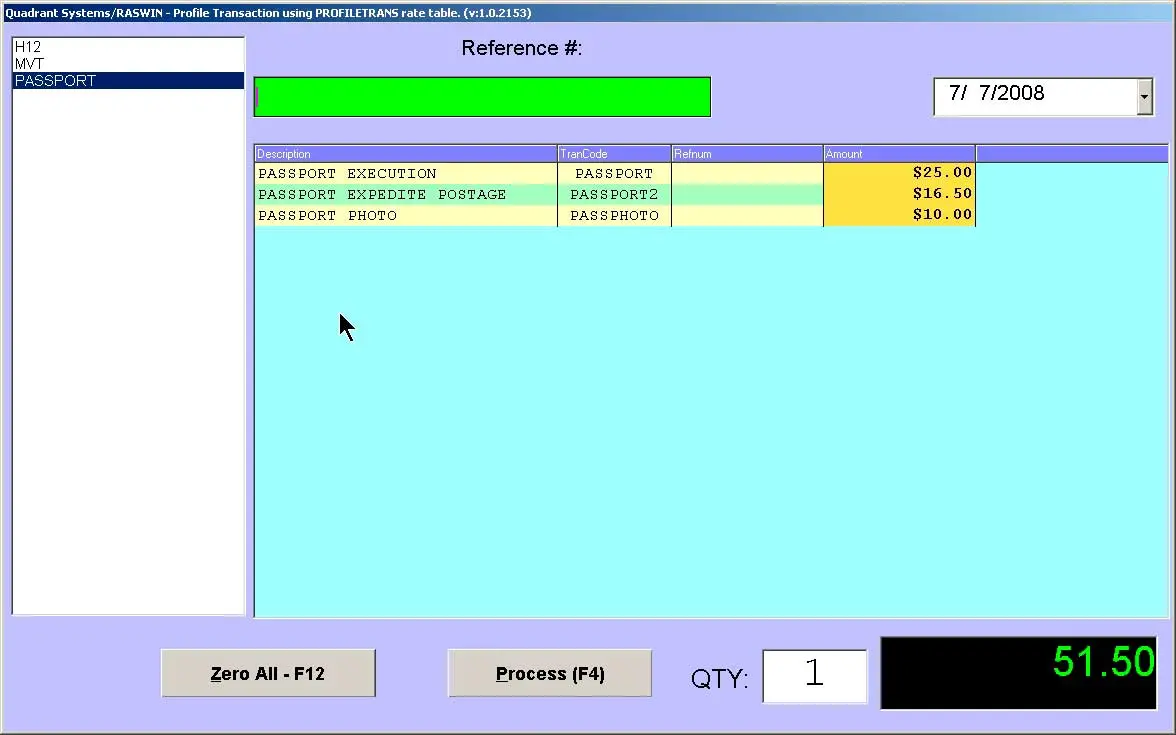 Quadrant Systems RASWIN - Section 5 - Receipt Processing